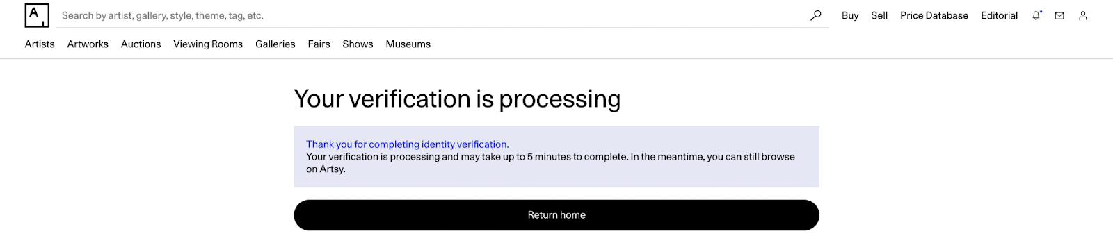 How to Complete Identity Verification | Artsy Purchase Support